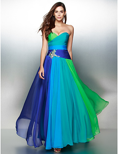 A-Line Color Block Elegant Prom Formal Evening Dress Sweetheart ...