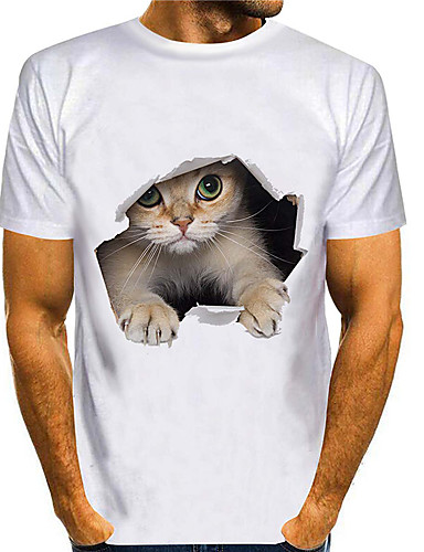 Men's Tee T shirt Shirt 3D Print Cat Graphic Prints Animal Plus Size ...