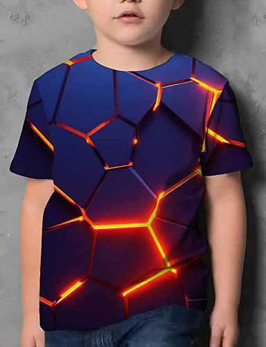 Kids Boys' T shirt Short Sleeve 3D Print Graphic Geometric Print Blue ...