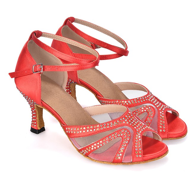 Femme Chaussures Latines Chaussures de Salsa Talon Paillette Brillante ...