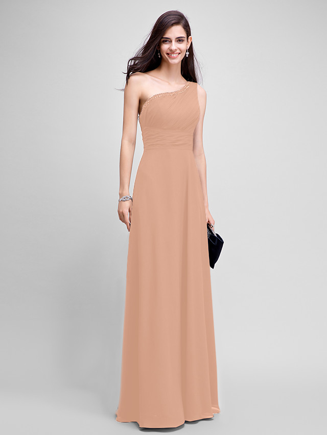 Sheath / Column Empire Wedding Guest Formal Evening Dress One Shoulder ...
