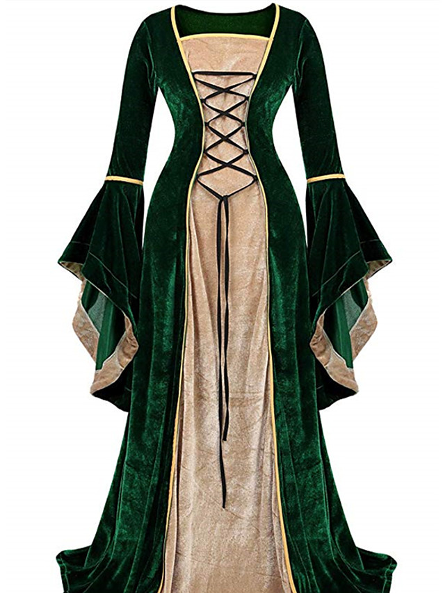 Retro / Vintage Keskiaika Mekot Naisten Sametti Asu Musta / Purppura ...