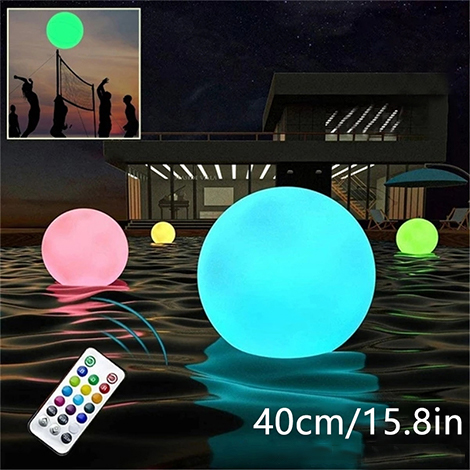 LED Pool Floating Light 40cm Glowing Ball Inflatable Luminous Ball LED ...