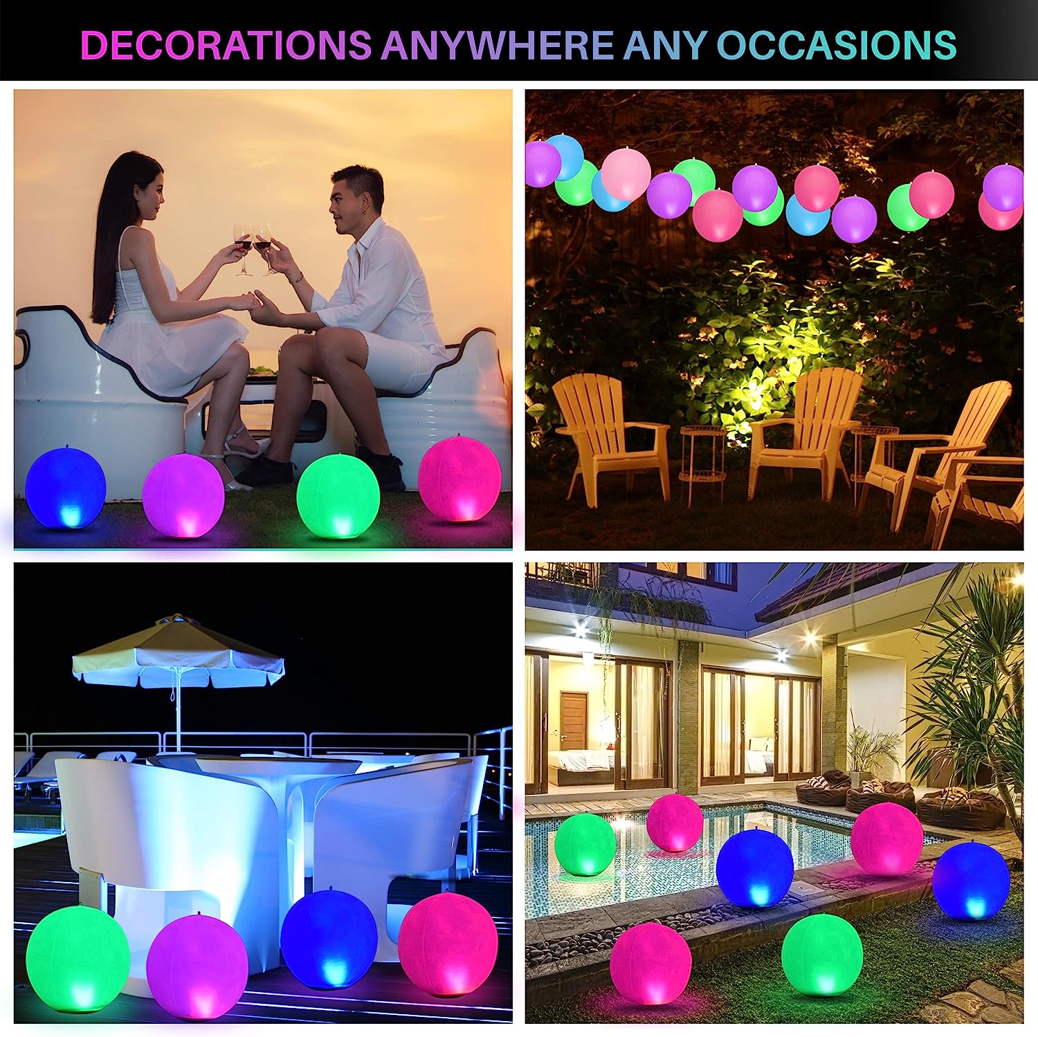 LED Pool Floating Light 40cm Glowing Ball Inflatable Luminous Ball LED ...